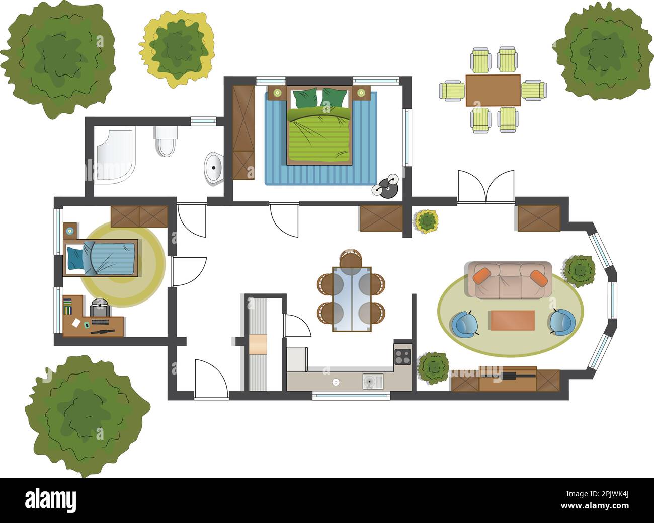 Colorful floor plan of a house Stock Vector Image & Art - Alamy