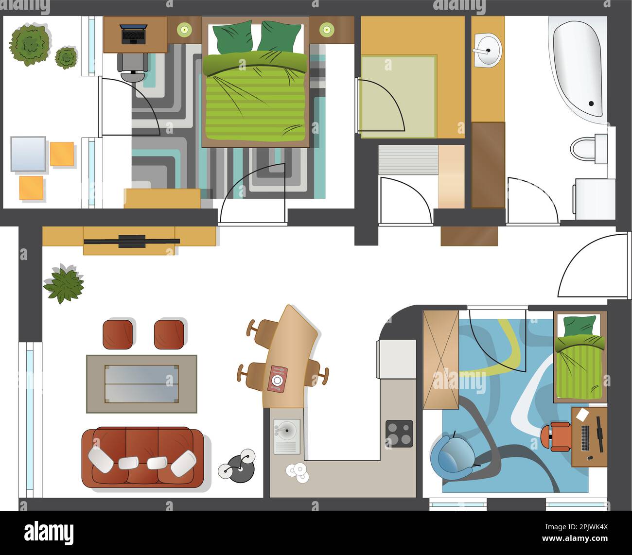 Colorful floor plan of a house Stock Vector Image & Art - Alamy