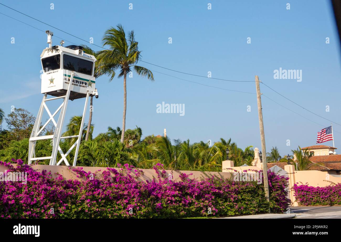 Palm Beach County Sheriff tower guards the perimeter of Mar-a-Lago ...