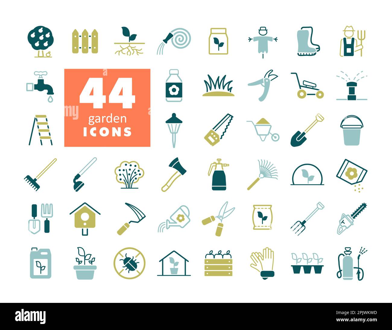 Gardening and Planting isolated vector icons set. Graph symbol for ...