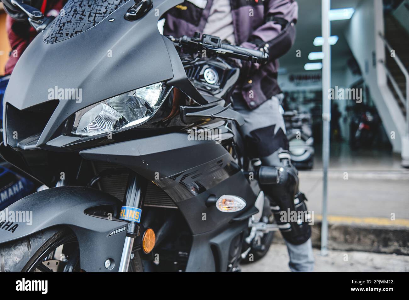 Lima, Peru. 2023. Yamaha test ride, and motorcycle driving instruction ...