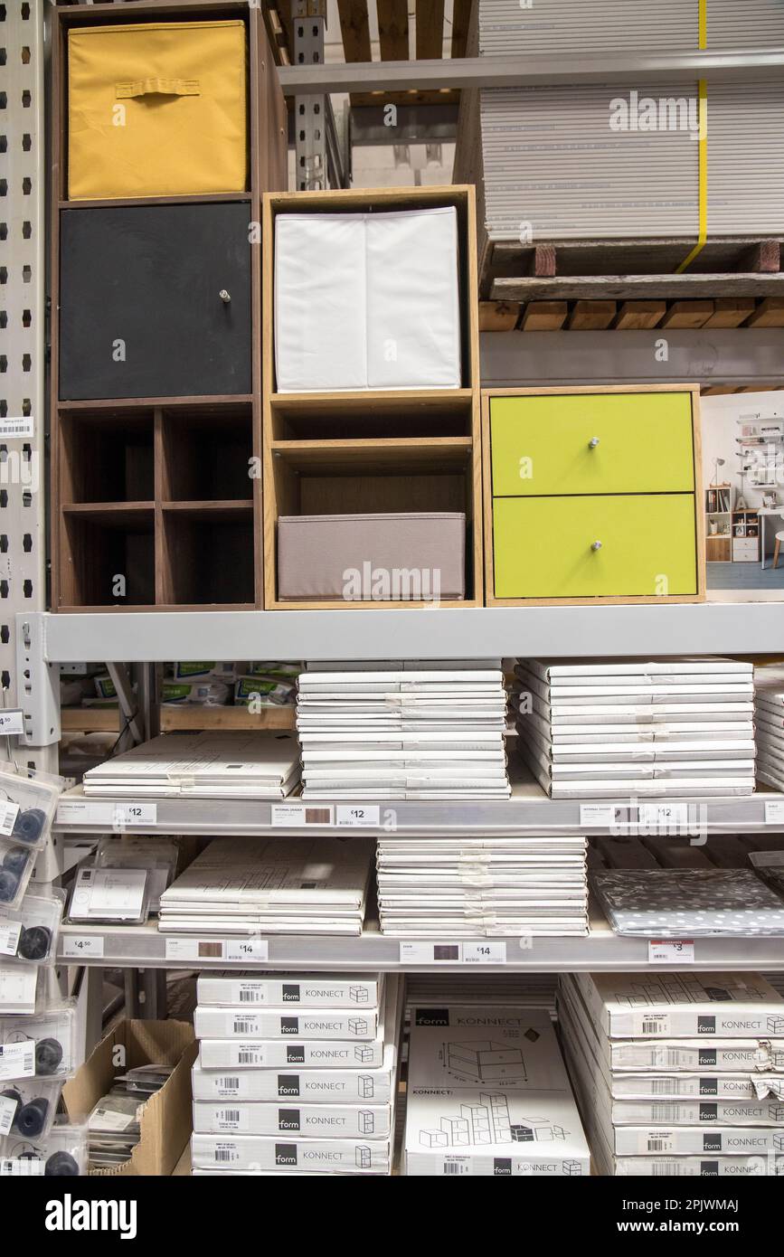 Flat packs on sale at DIY store, Wales, UK Stock Photo - Alamy