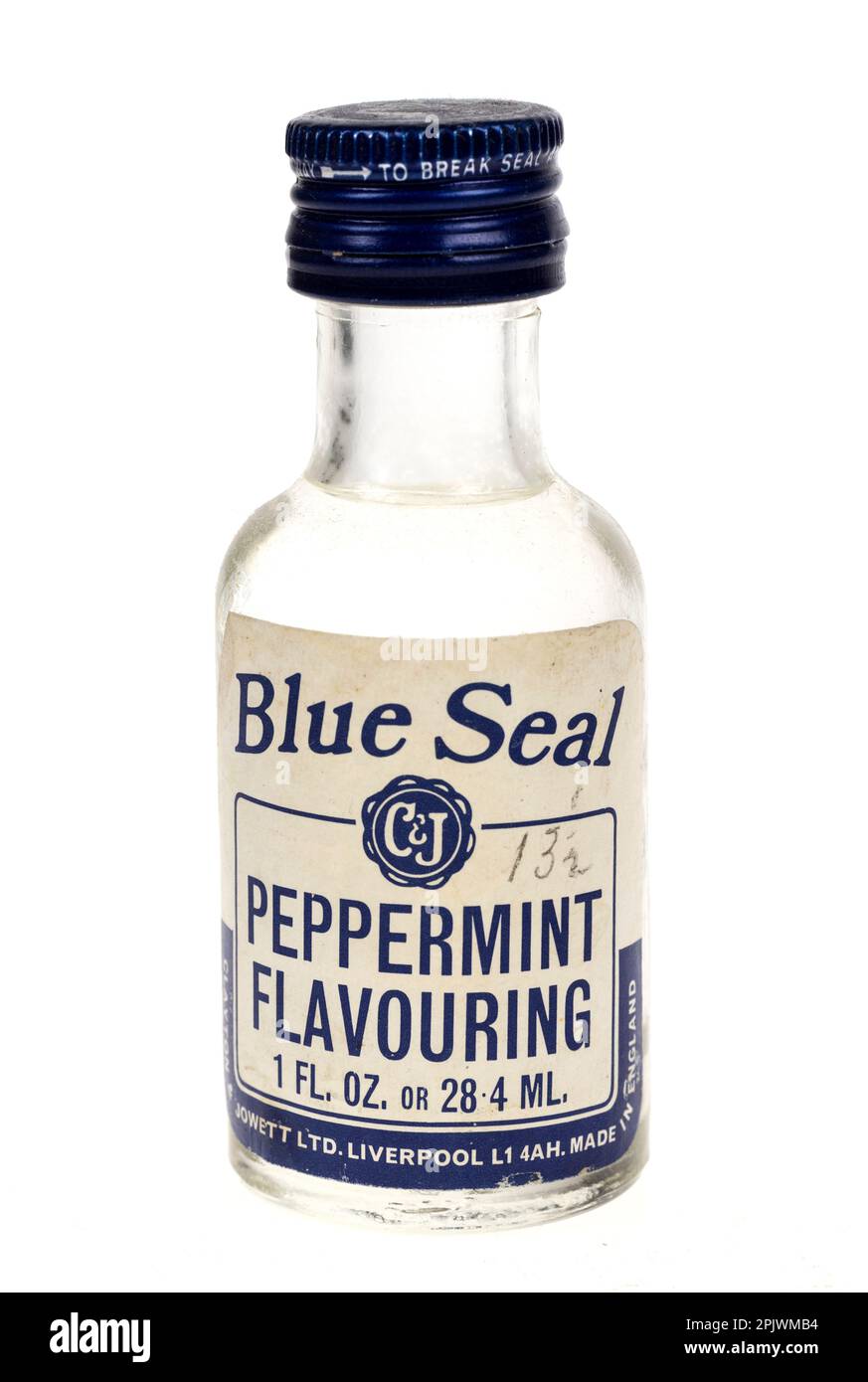 Blue Seal peppermint flavouring bottle for cooking circa 1960s Stock ...