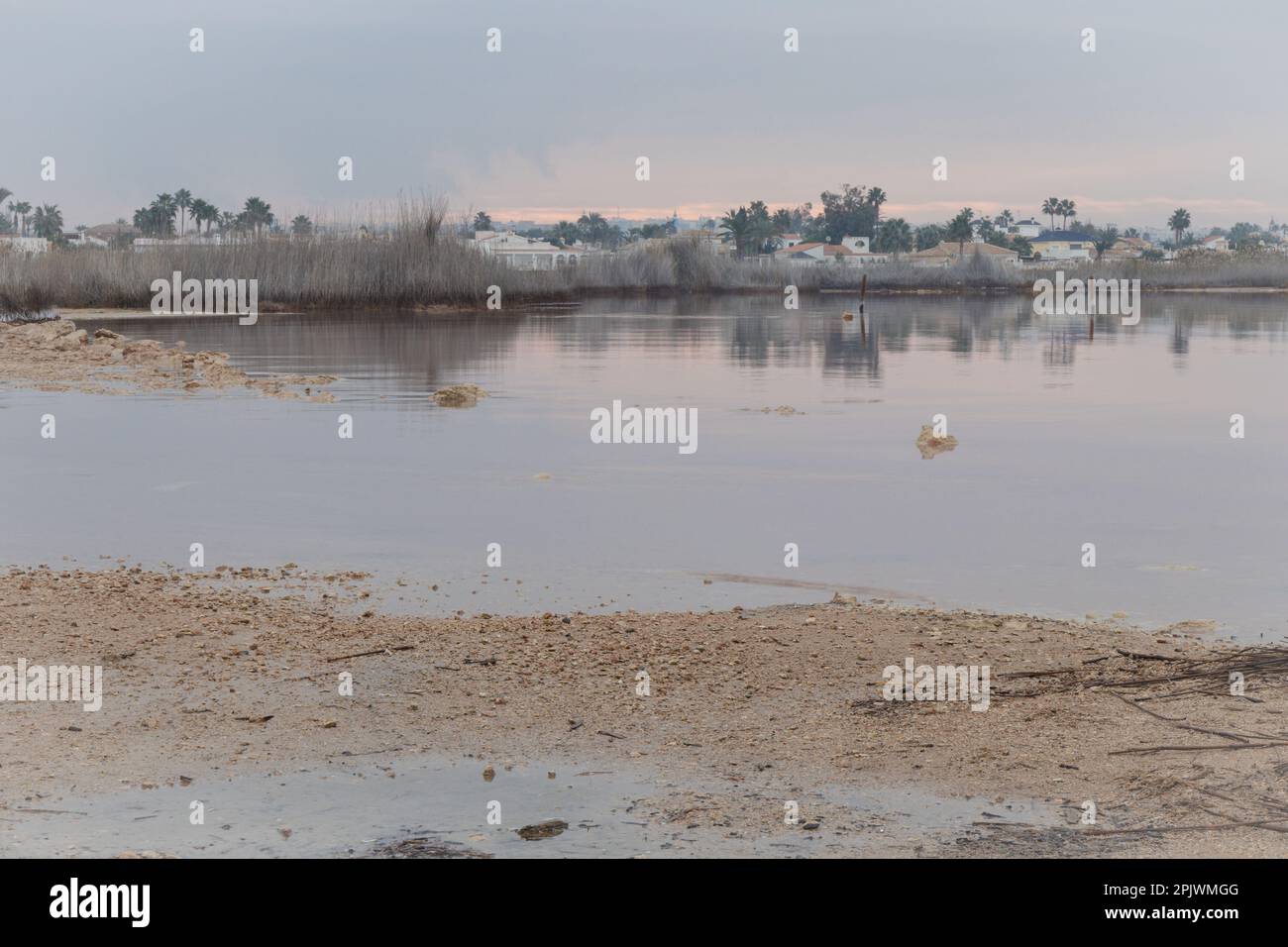 Pink Lake in Nature Park of the Lagoons of La Mata and Torrevieja ...