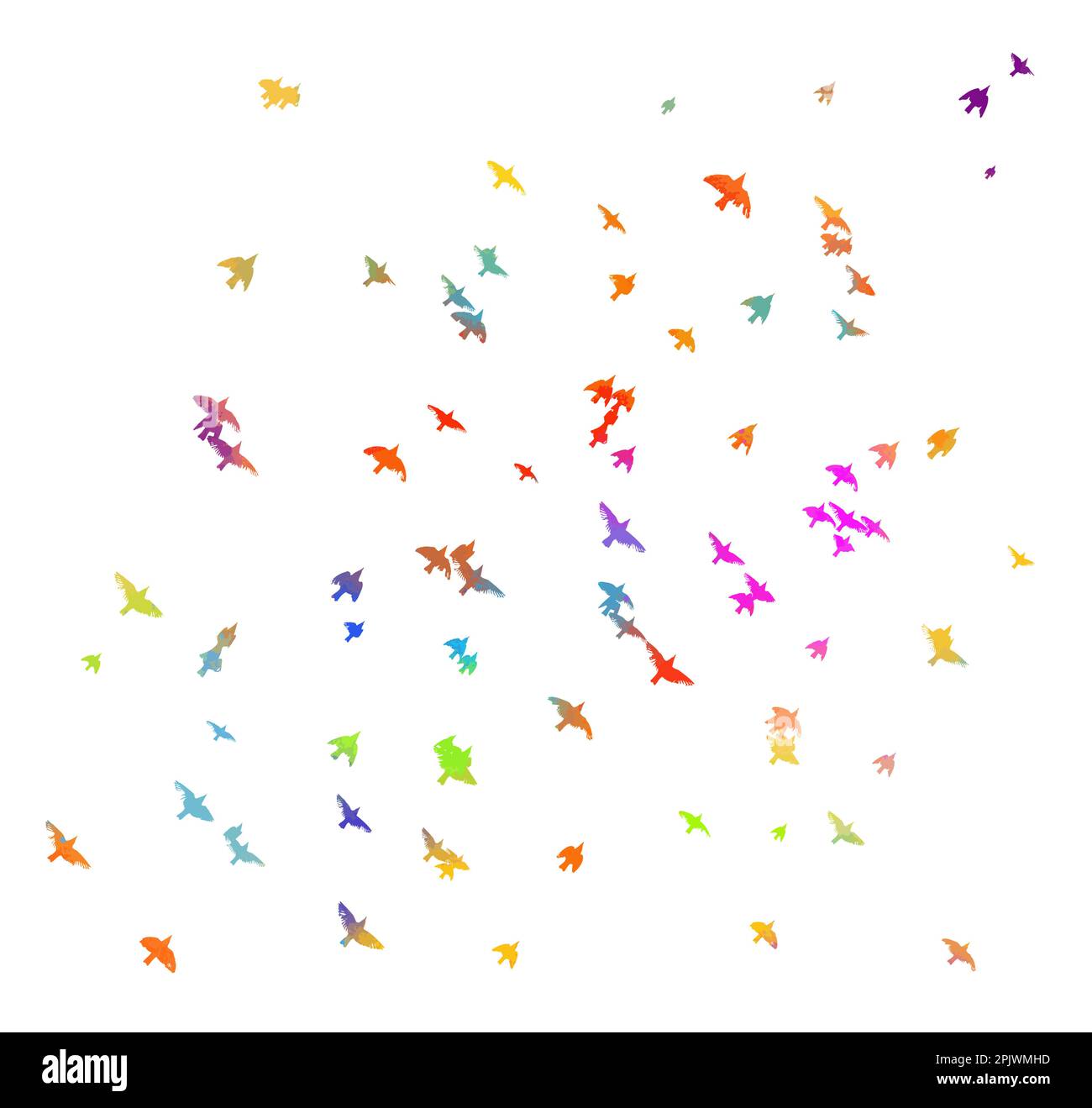 Abstract colored flying birds. Mixed media. Vector illustration Stock ...