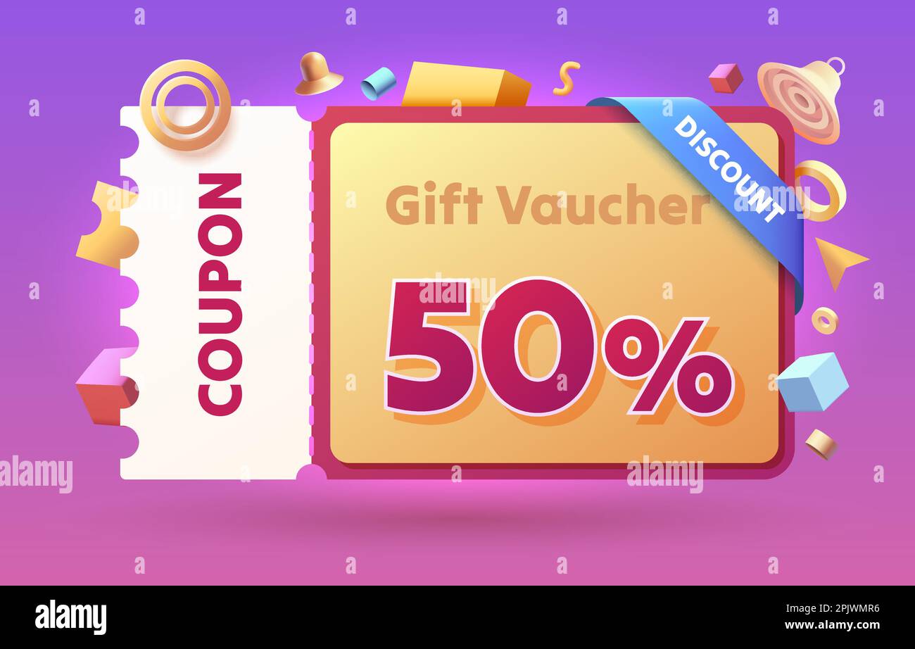 Coupon special voucher 50 percentage, Check banner special offer ...