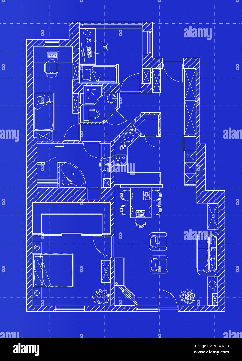 White floor plan sketch of a house on millimeter paper Stock Vector ...