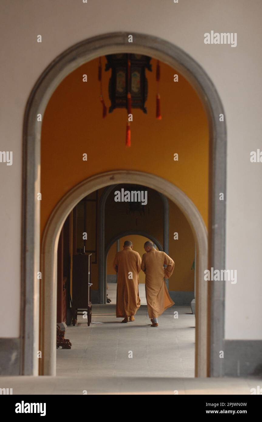 Buddhist monks at Lingyin Temple. Zheijiang, Hangzhou, China, Asia ...