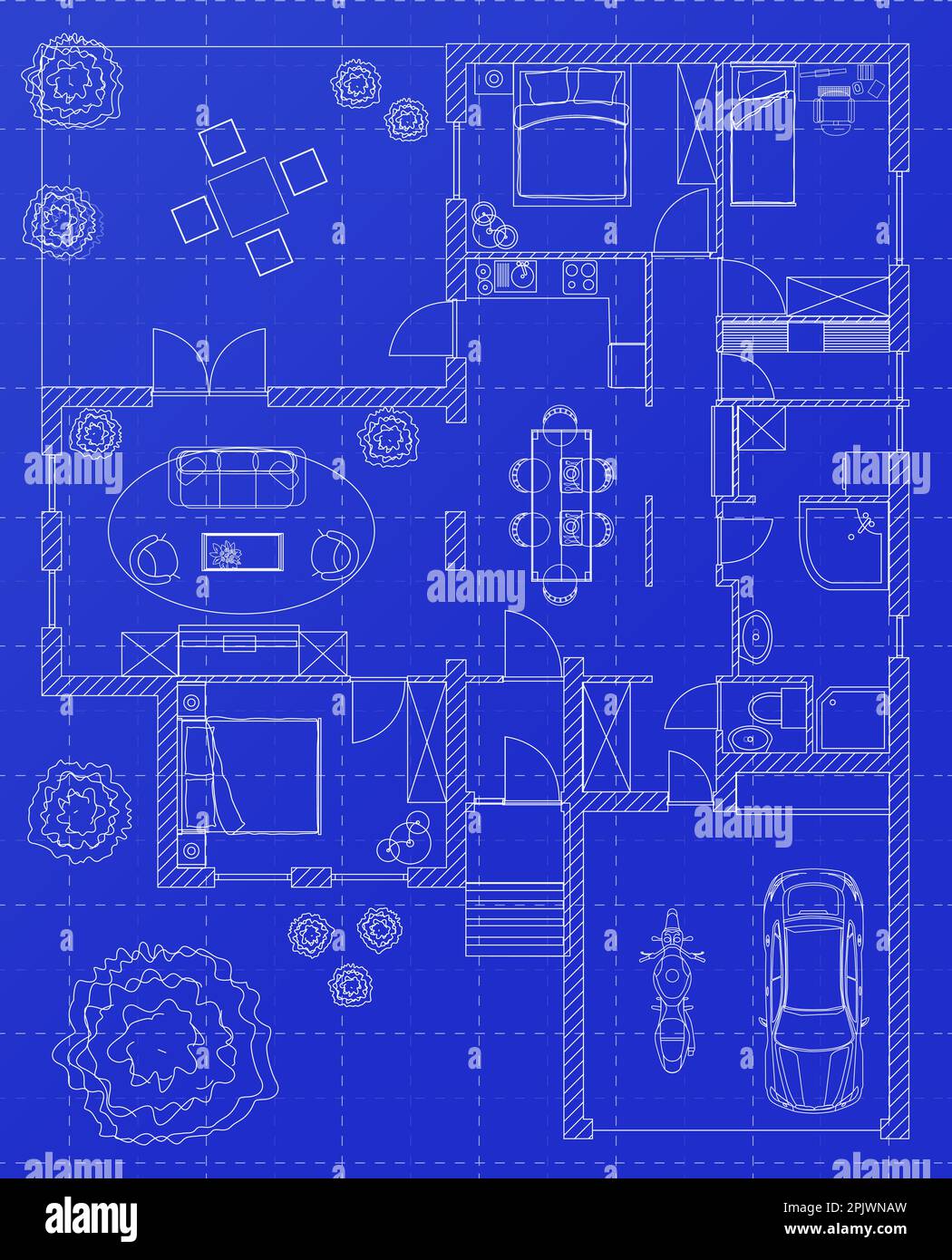 White floor plan sketch of a house on millimeter paper Stock Vector ...