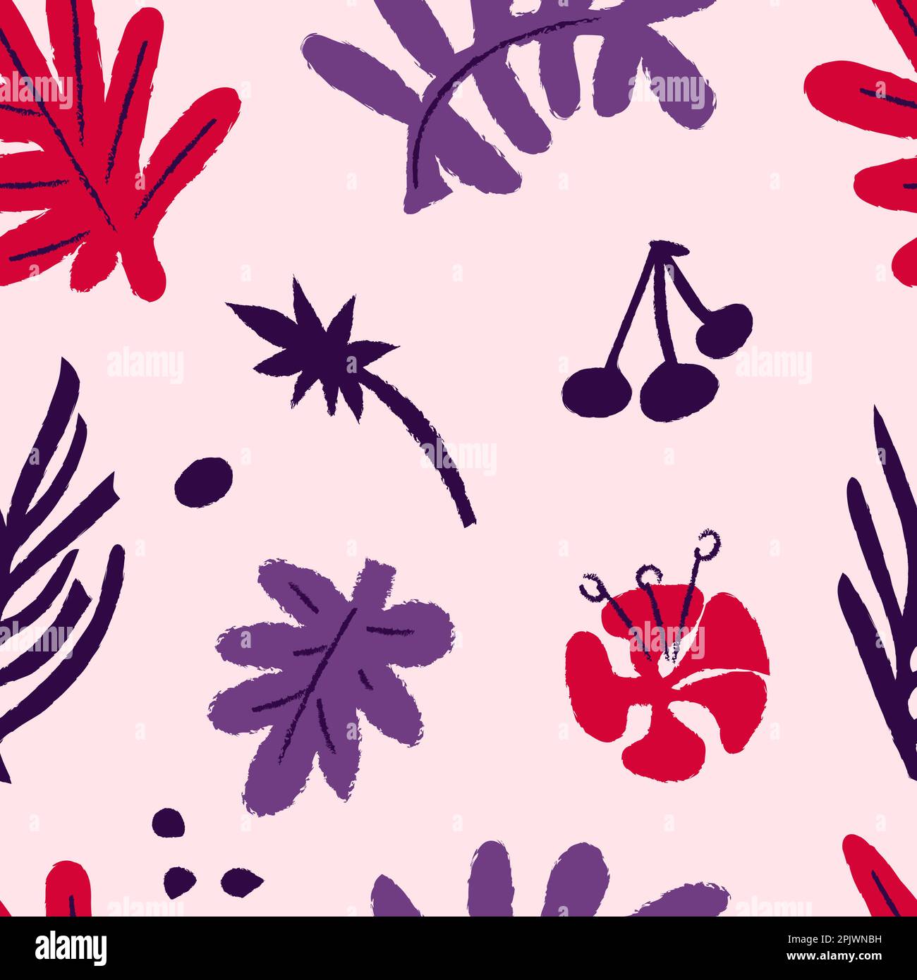 Seamless pattern with abstract purple leaves. Repeat vector background ...