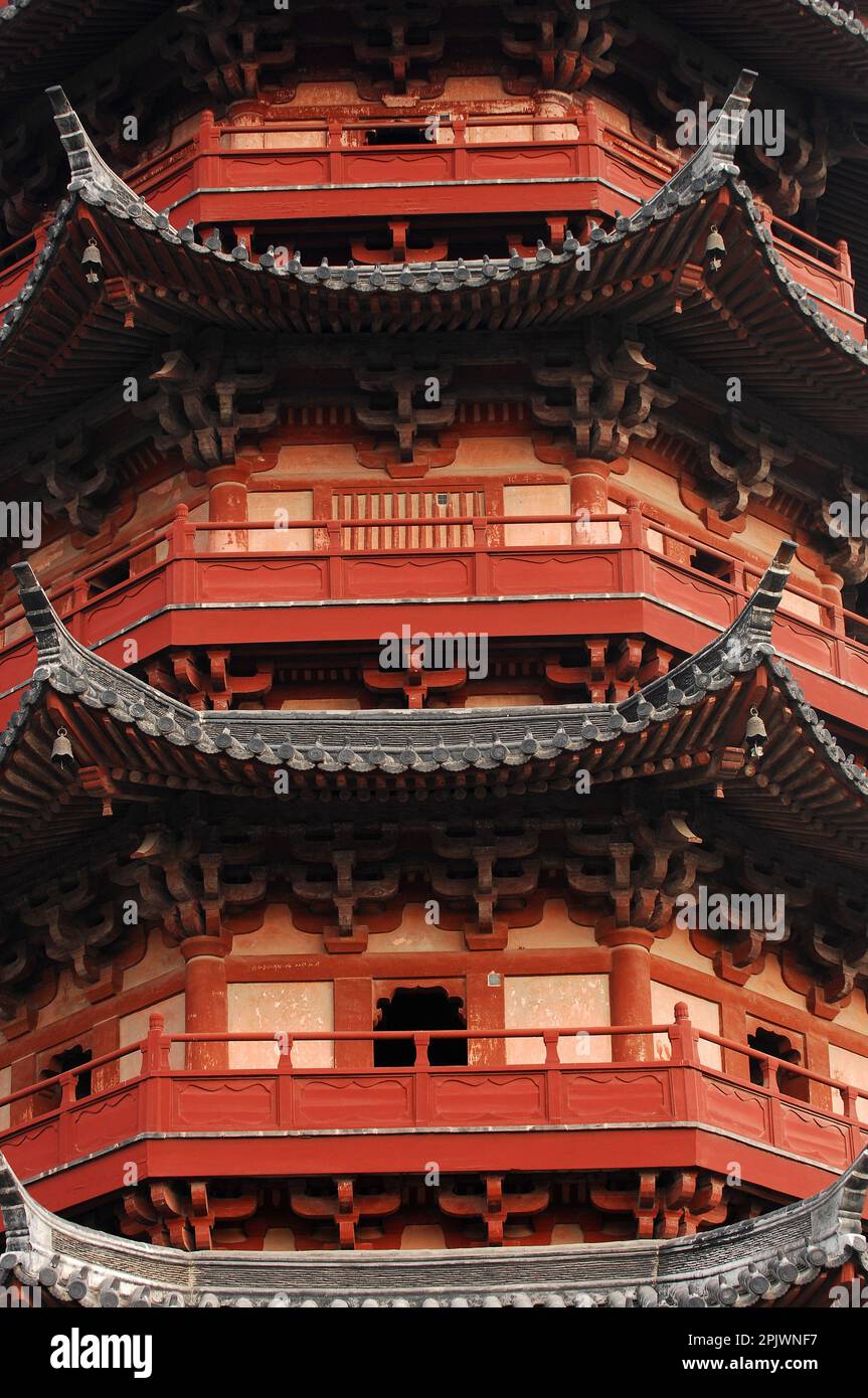 The Ruiguang Pagoda in the gardens of the Pan Gate. Jiangsu, Suzhou ...