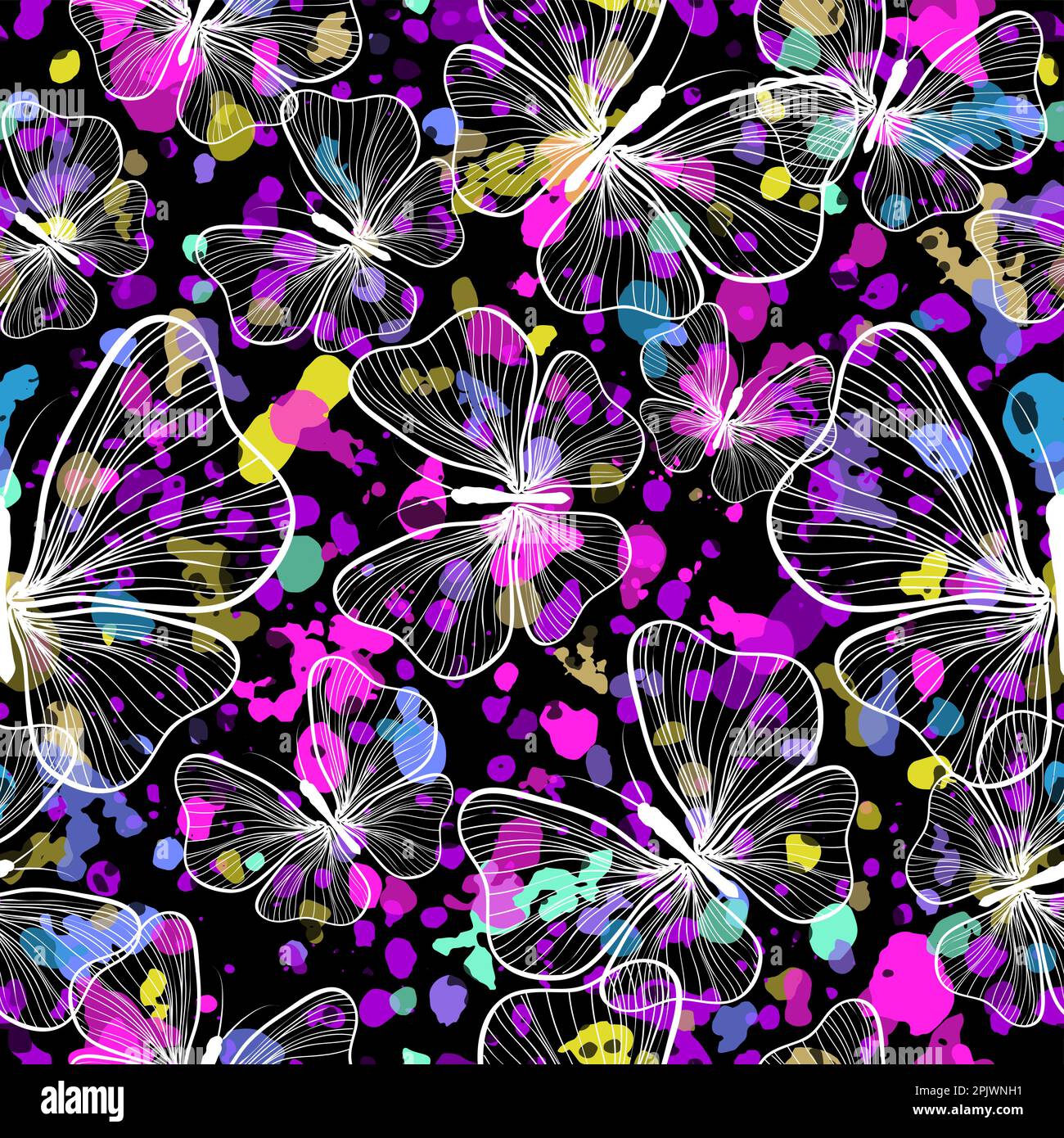 Seamless white butterflies. Vector illustration Stock Vector Image ...