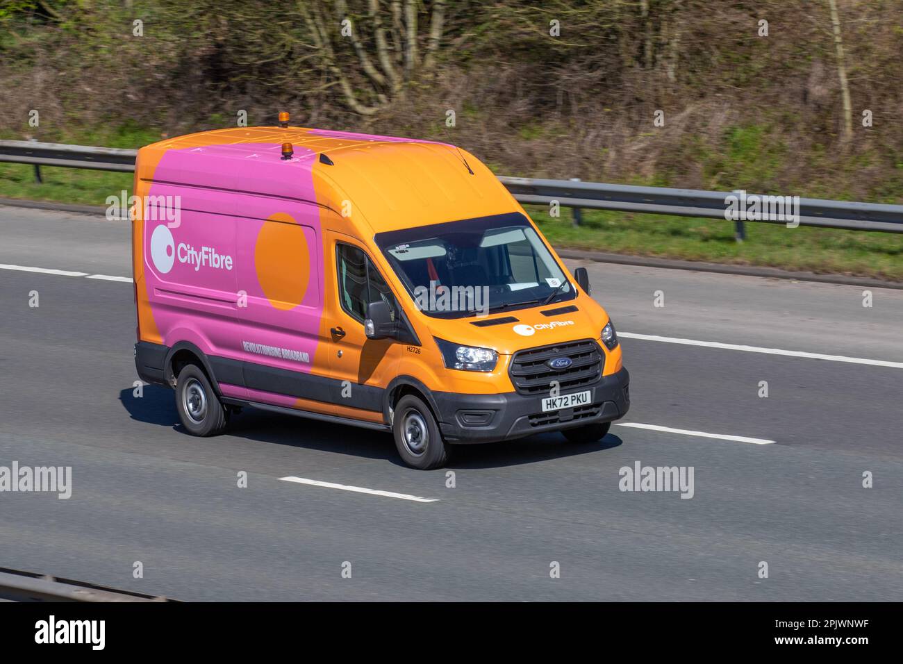 CITY FIBRE 2022 Orange FORD TRANSIT 350 Leader EcoBlue van; UK Business ...