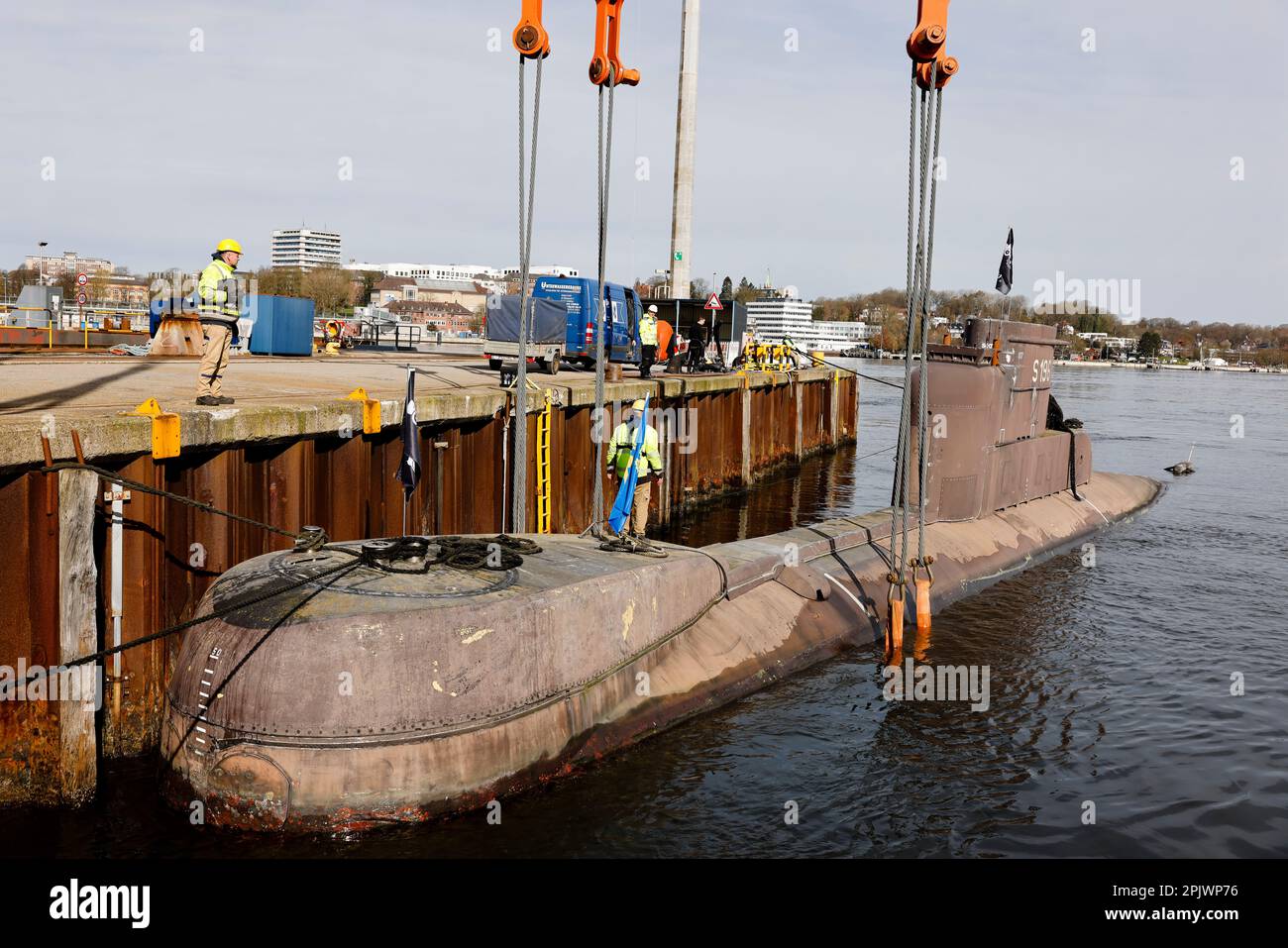 Schleswig-Holstein, Kiel. 04 April 2023. The submarine U17 is being ...