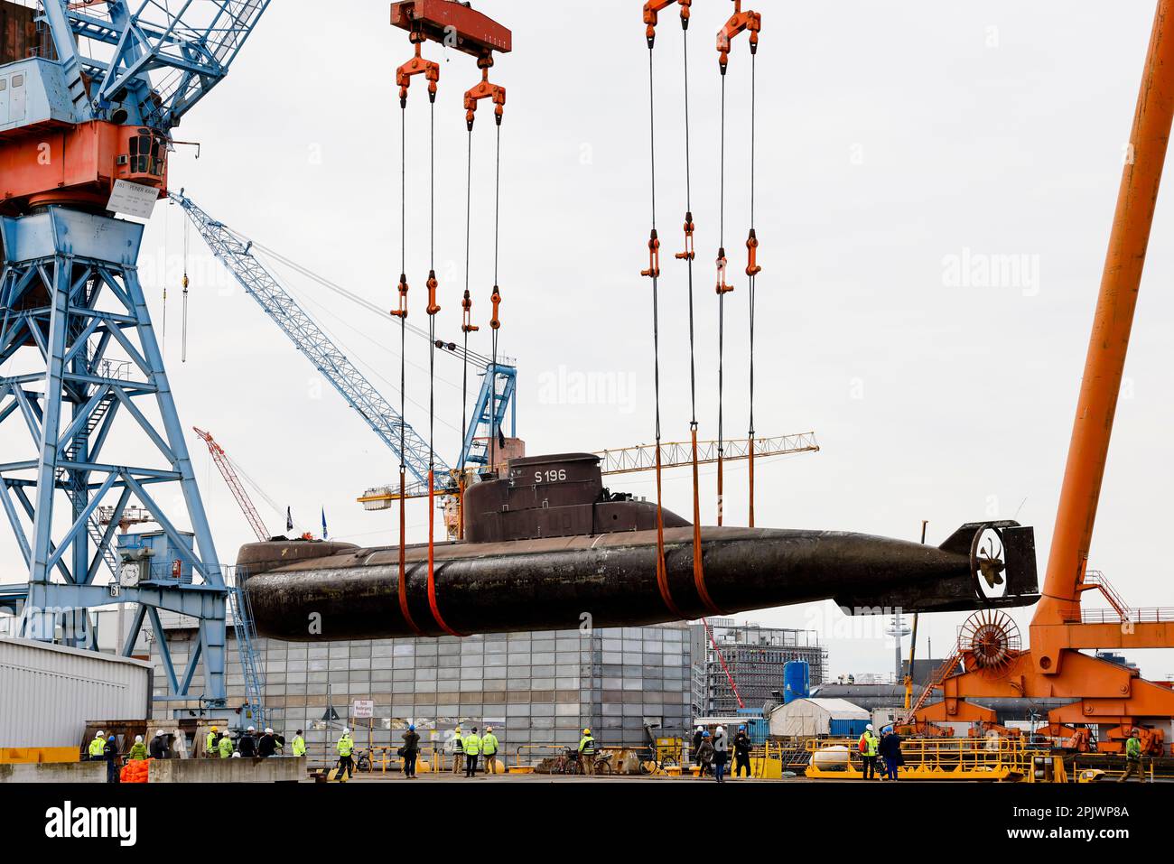 Schleswig-Holstein, Kiel. 04 April 2023. The submarine U17 is being ...