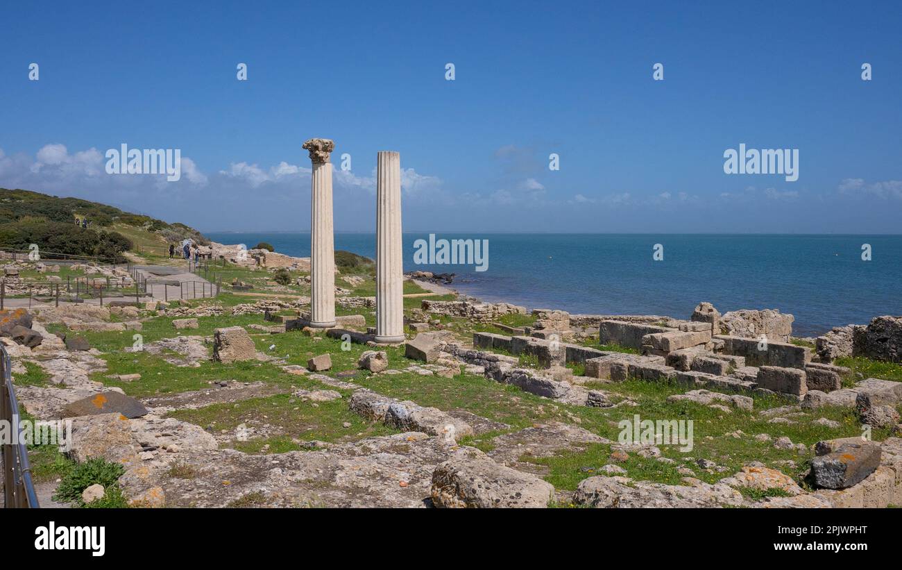 ruins of Tharros, an ancient Phoenician city in the Sinis peninsula in ...