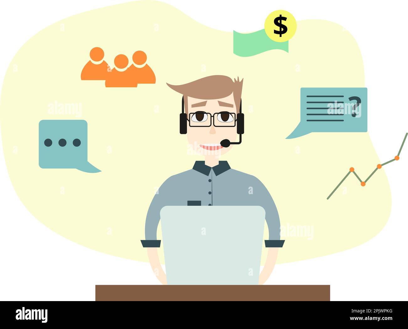 Using laptop and headphones Stock Vector Images - Alamy