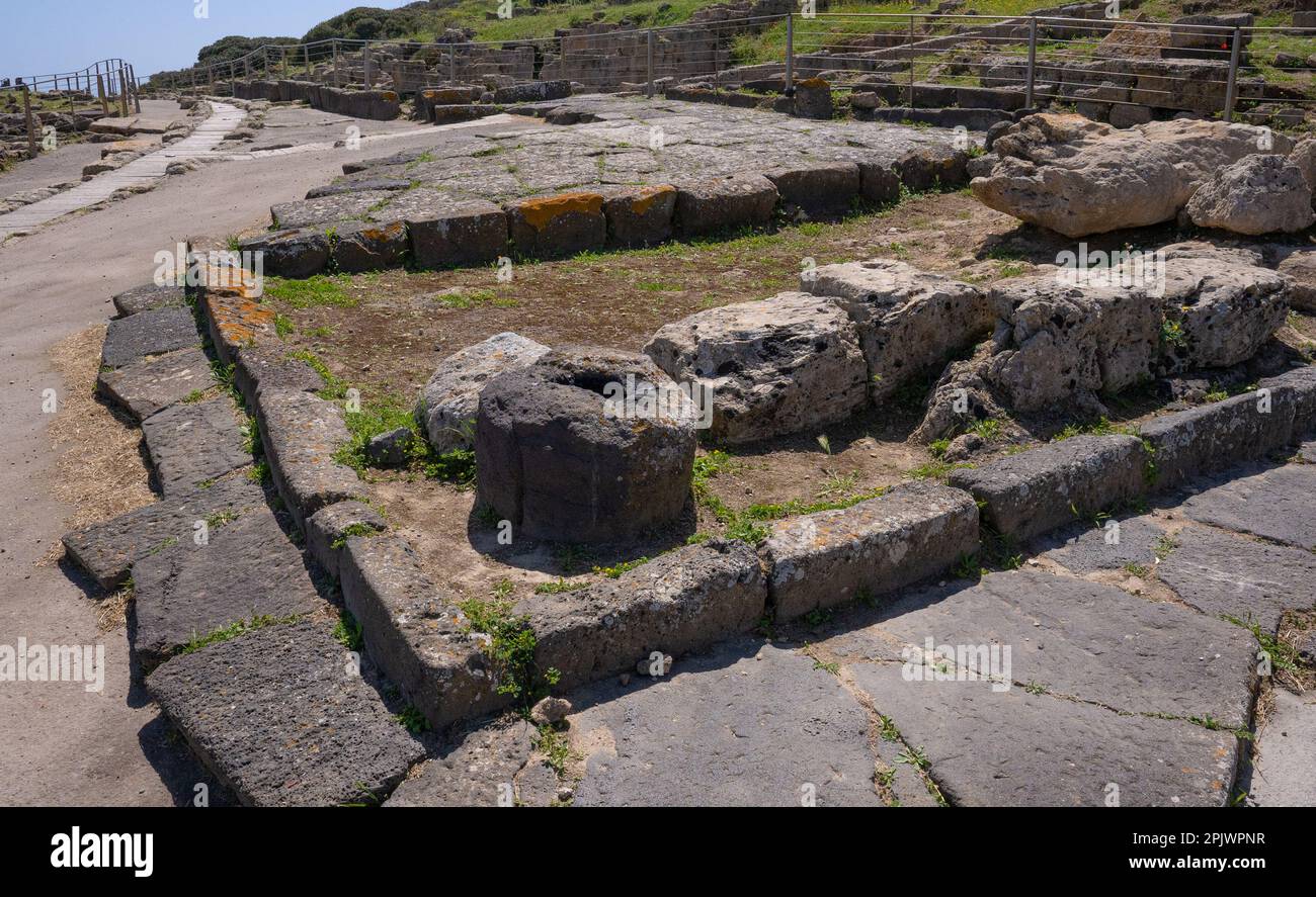 ruins of Tharros, an ancient Phoenician city in the Sinis peninsula in ...