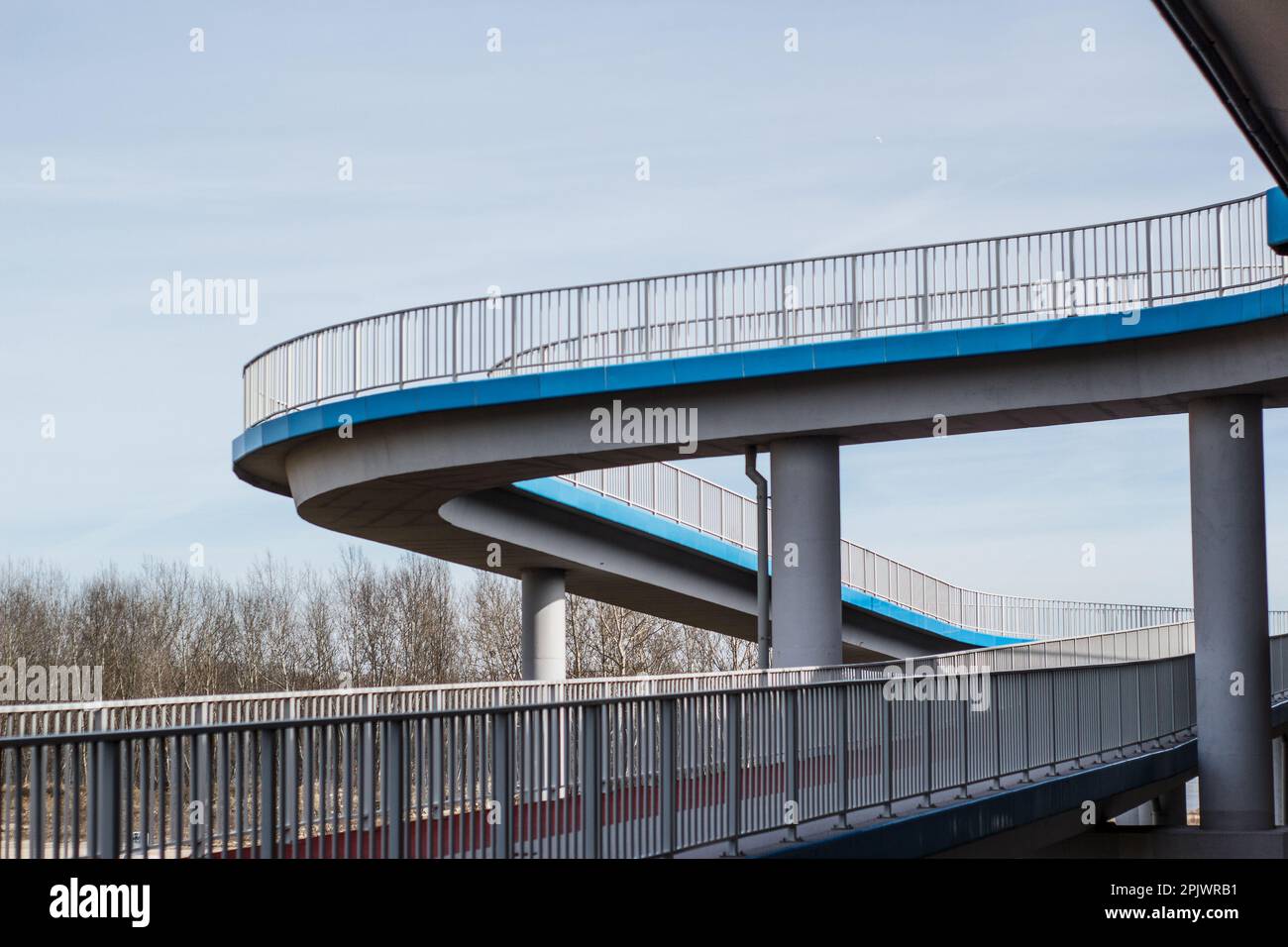 bicycle and pedestrian ramp on South Bridge, Warsaw, Poland Stock Photo ...