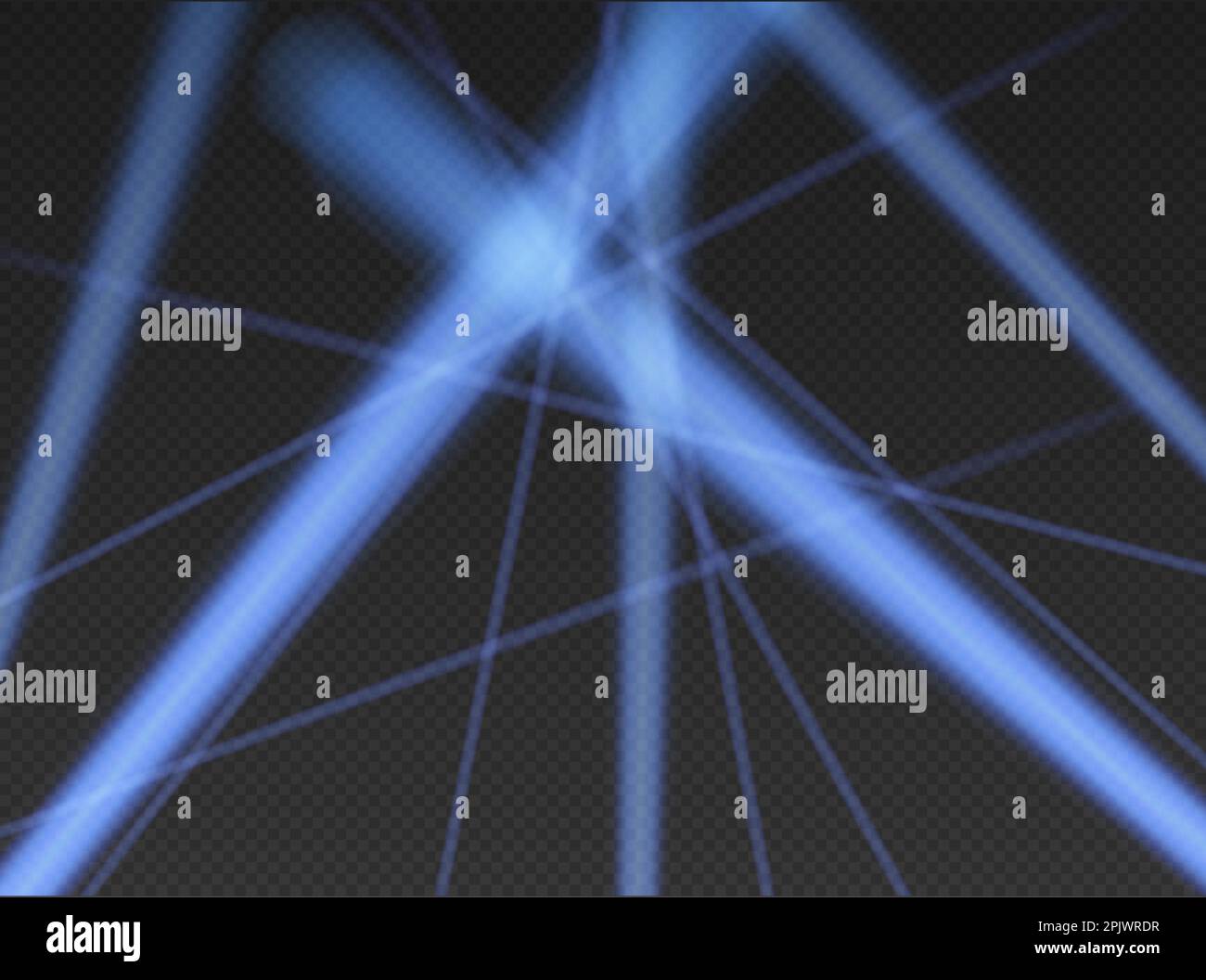 Blue searchlights in the air. Cone lights from bottom with darkened ...