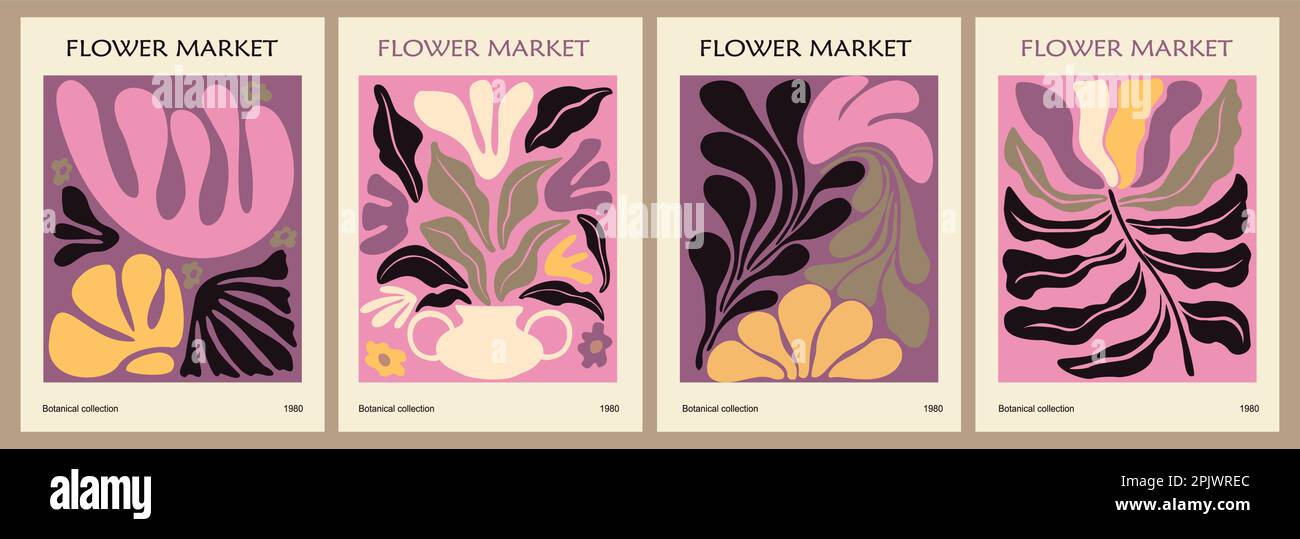 Set of abstract Flower Market posters vector art Stock Vector Image ...