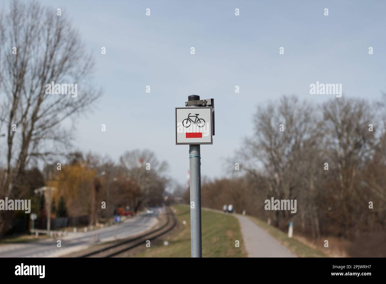 bicycle road sign in Warsaw, Poland Stock Photo - Alamy