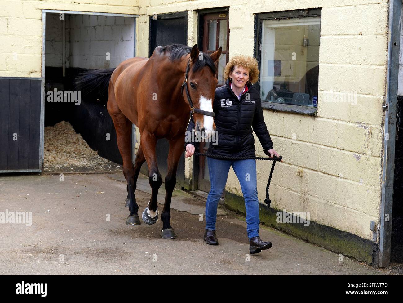 Trainer Lucinda Russell, with Corach Rambler during a stable visit to ...