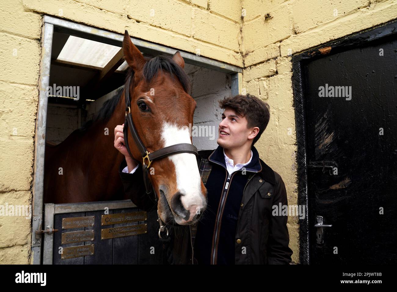 Cameron Sword, co-owner of Corach Rambler during a stable visit to ...