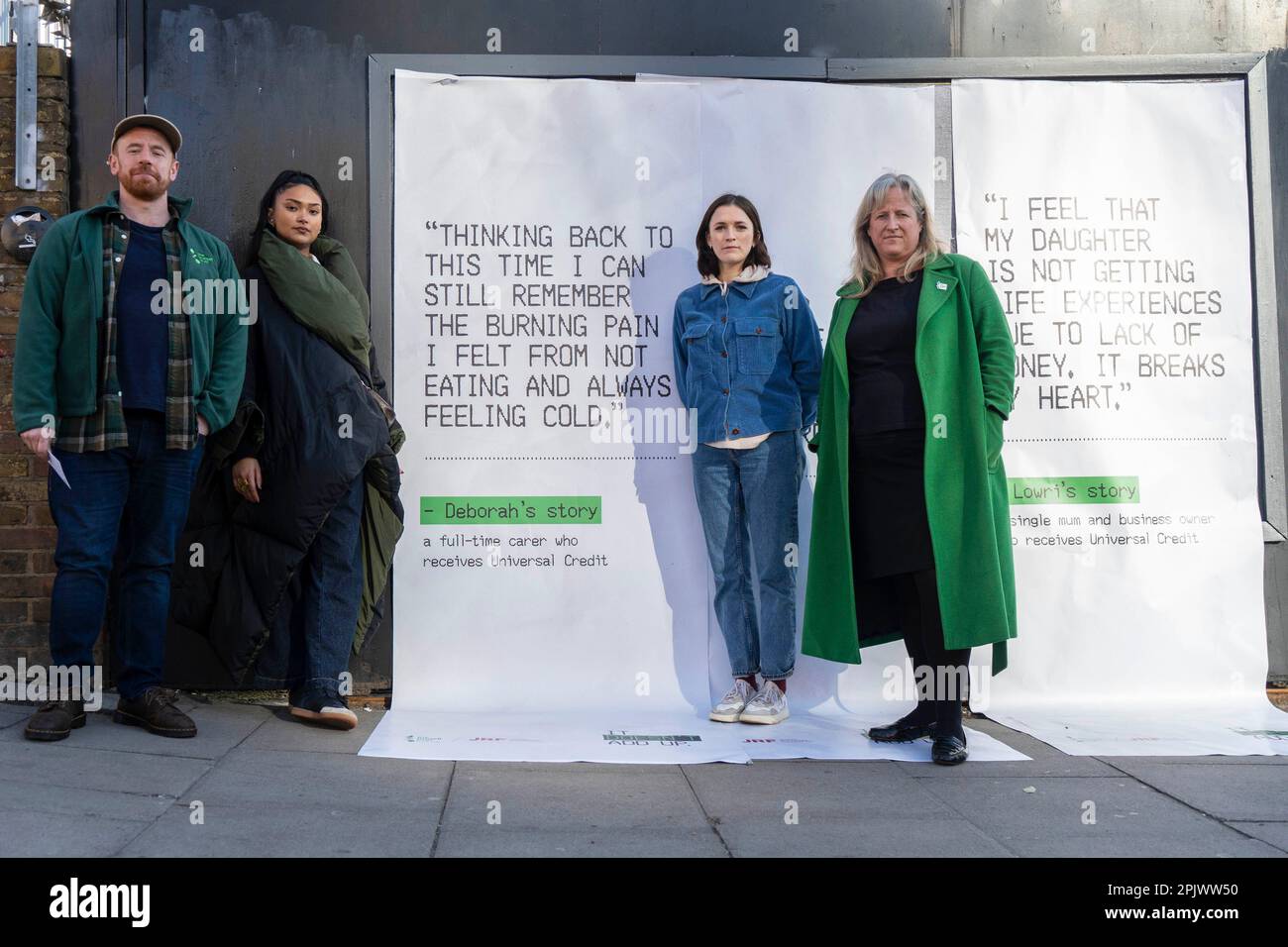 EDITORIAL USE ONLY (left to right) Warrington Foodbank volunteer Ben ...