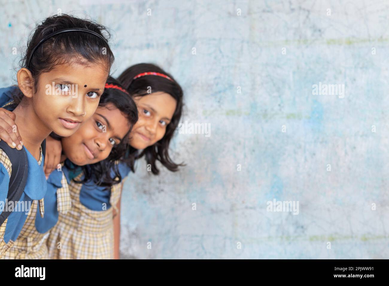 Group of School Girls peeping from a classroom Stock Photo - Alamy