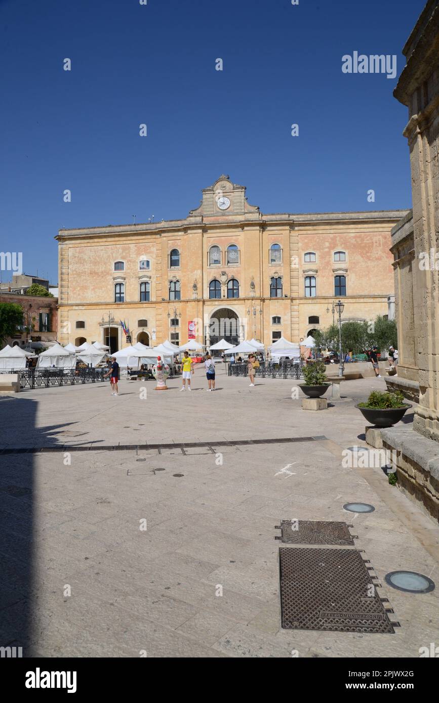 Piazza San Francesco in Matera. Matera is a city located on a rocky ...