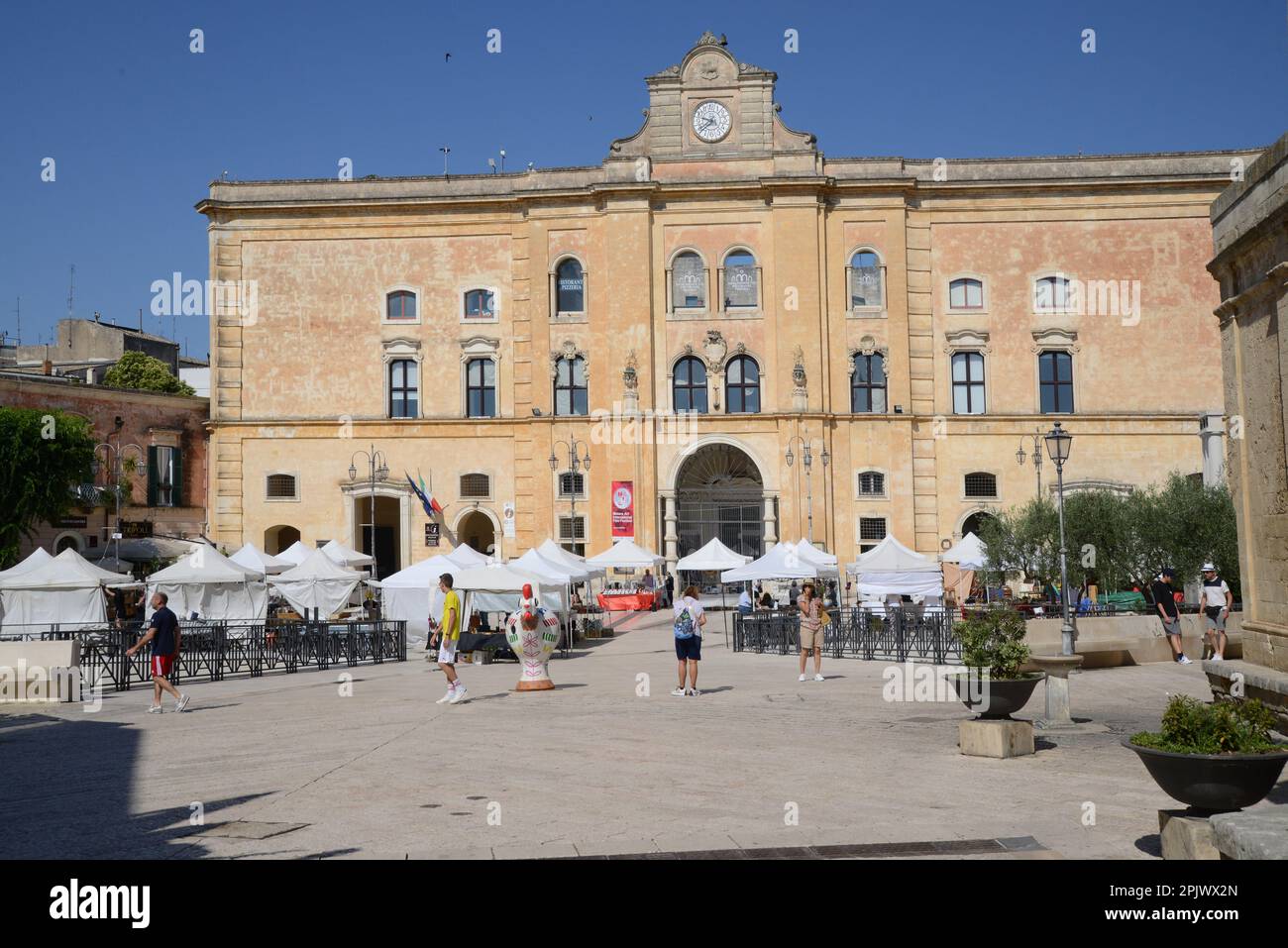 Piazza San Francesco in Matera. Matera is a city located on a rocky ...
