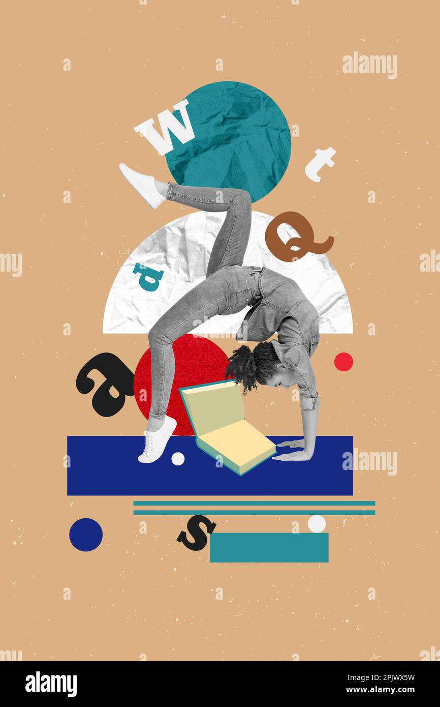 Creative inspiration collage photo of young student girl twine legs ...