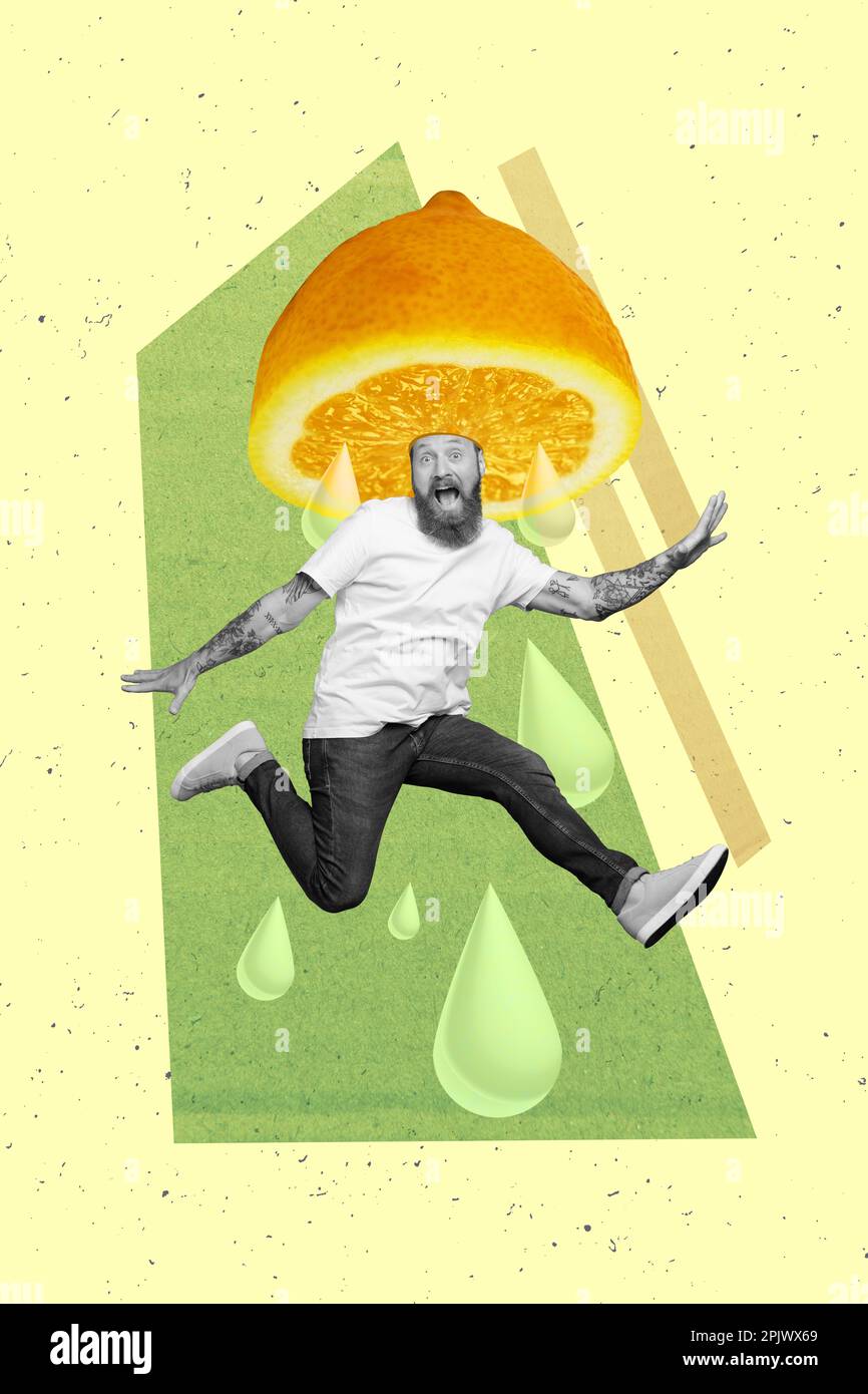 Composite template photo creative collage of young funky man absurd ...