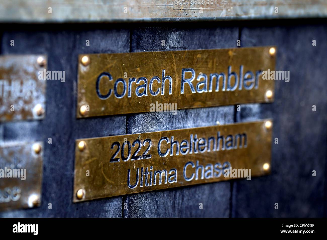 The name plates of Corach Rambler adorns a stable door at Arlary House ...