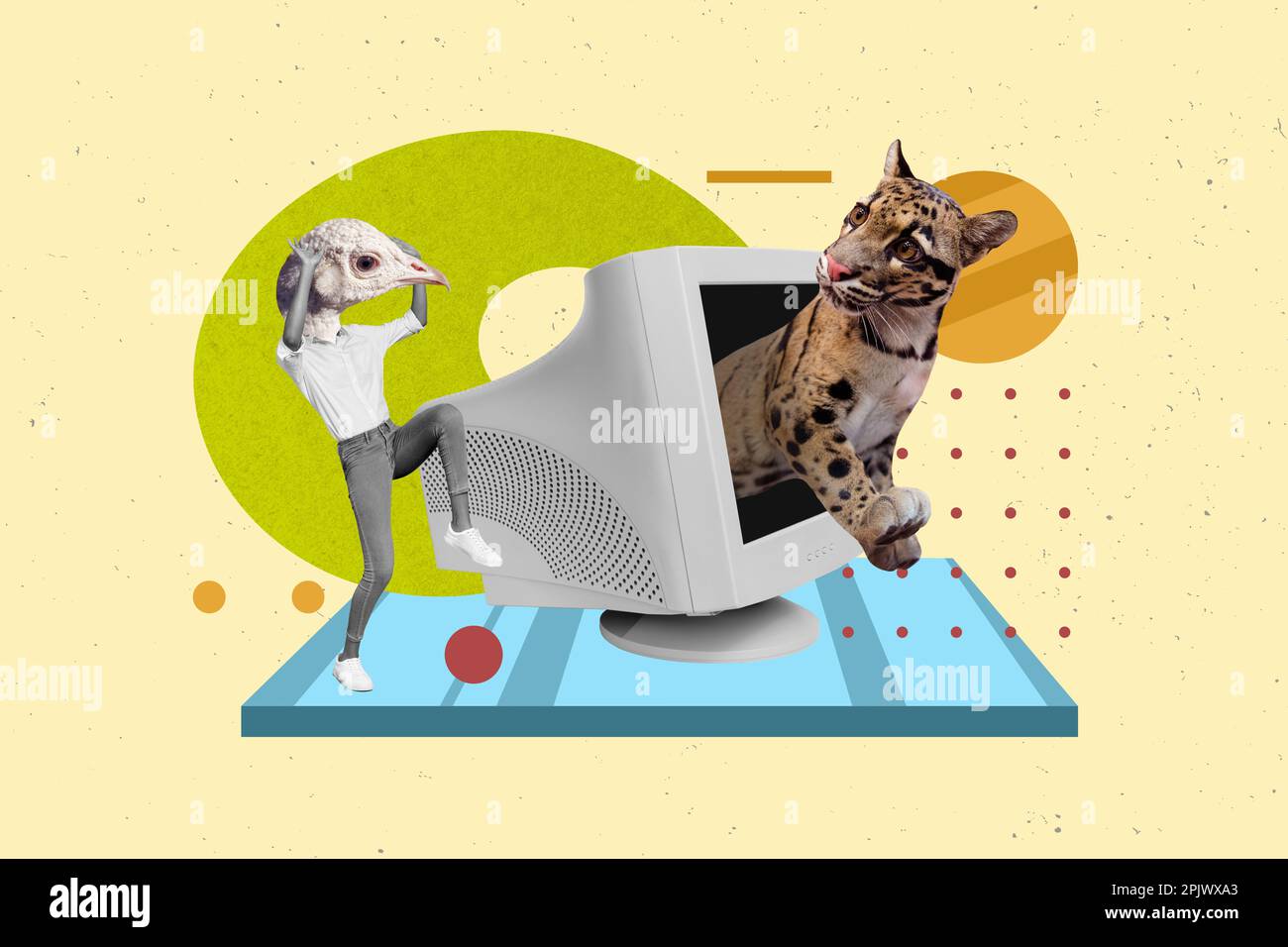 Surreal design collage photo of cyber bullying scary anonymous tiger ...