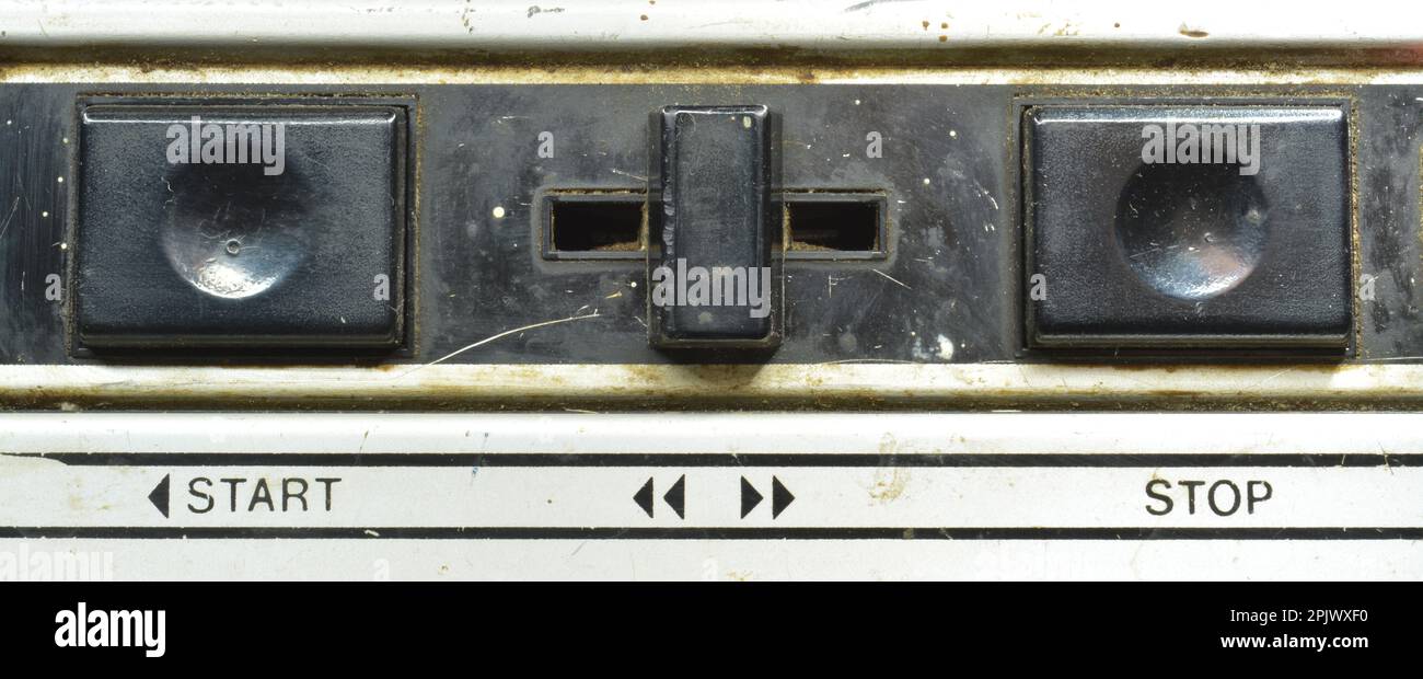 Closeup of control buttons of old audio tape recorder Stock Photo - Alamy