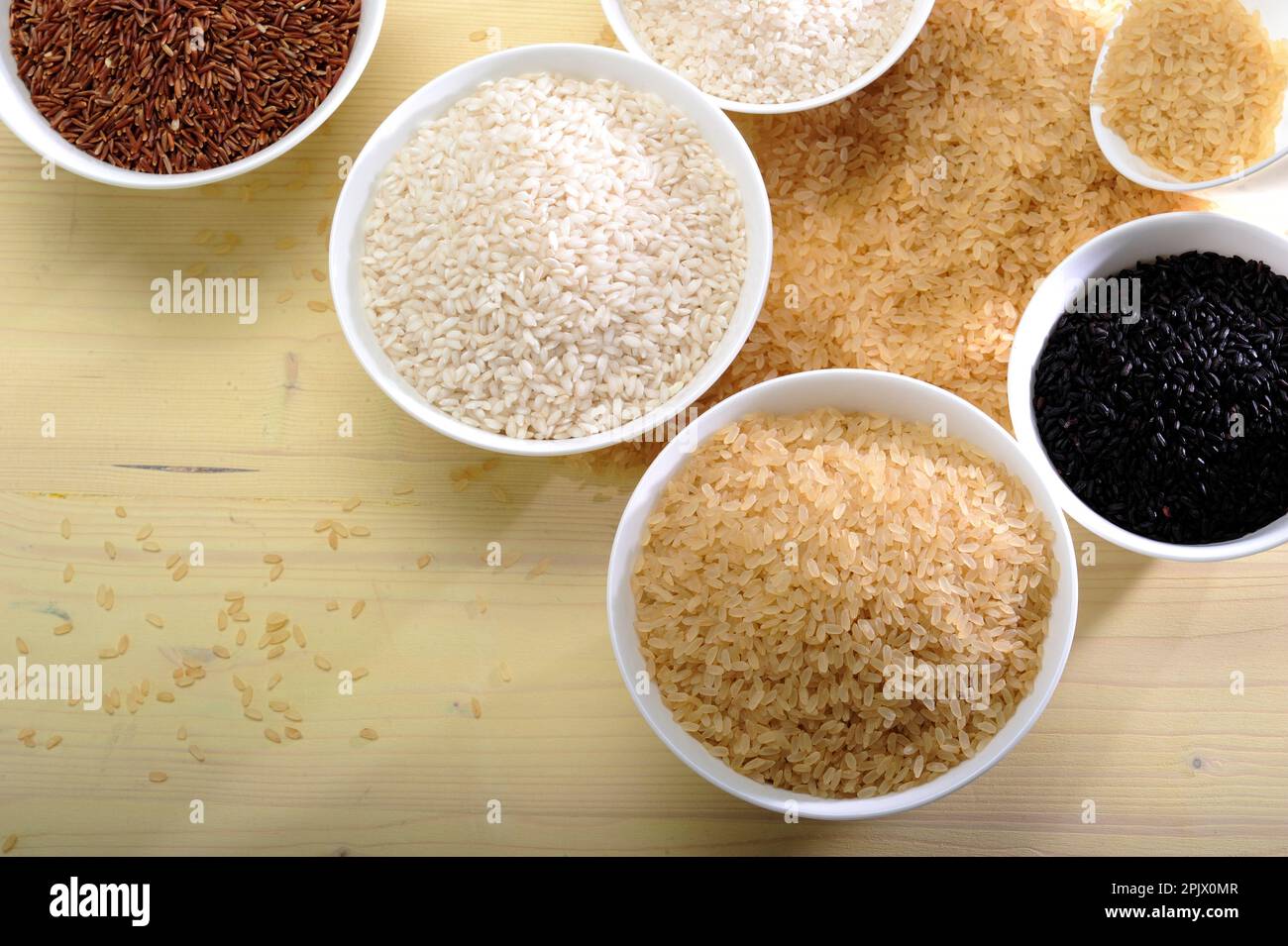 Different types of cooking rice, Carnaroli, Venus, Basmati, Red Wild ...