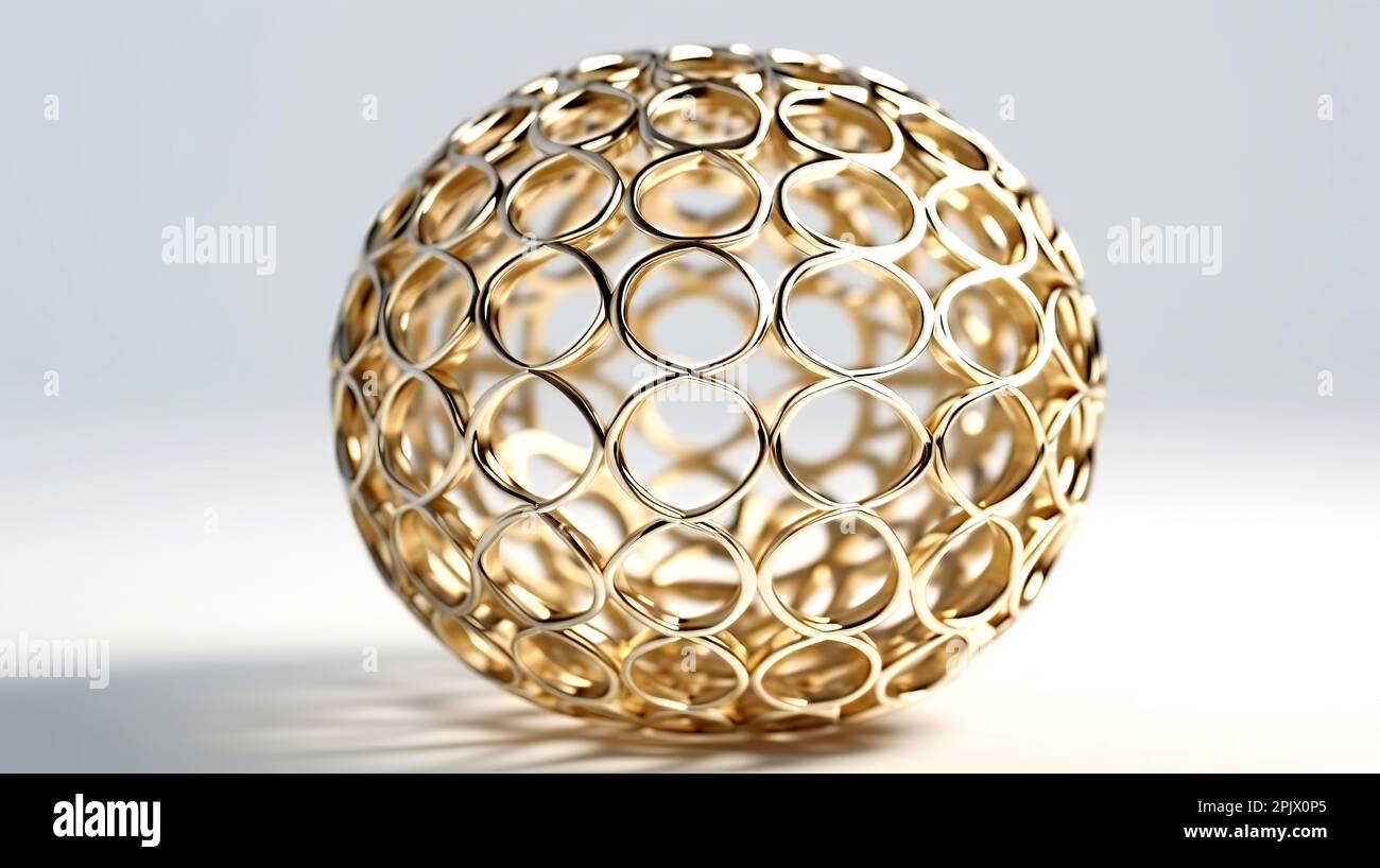 3d sphere golden grid golden geometric element. illustration Stock ...