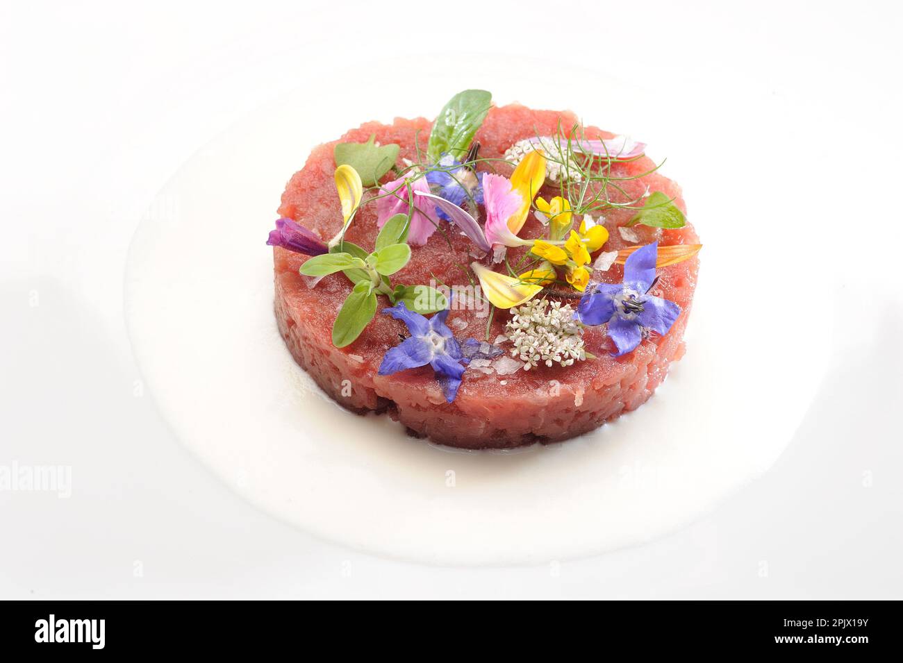 Tuna tartare on mozzarella cream, Tartare di tonno su crema di ...