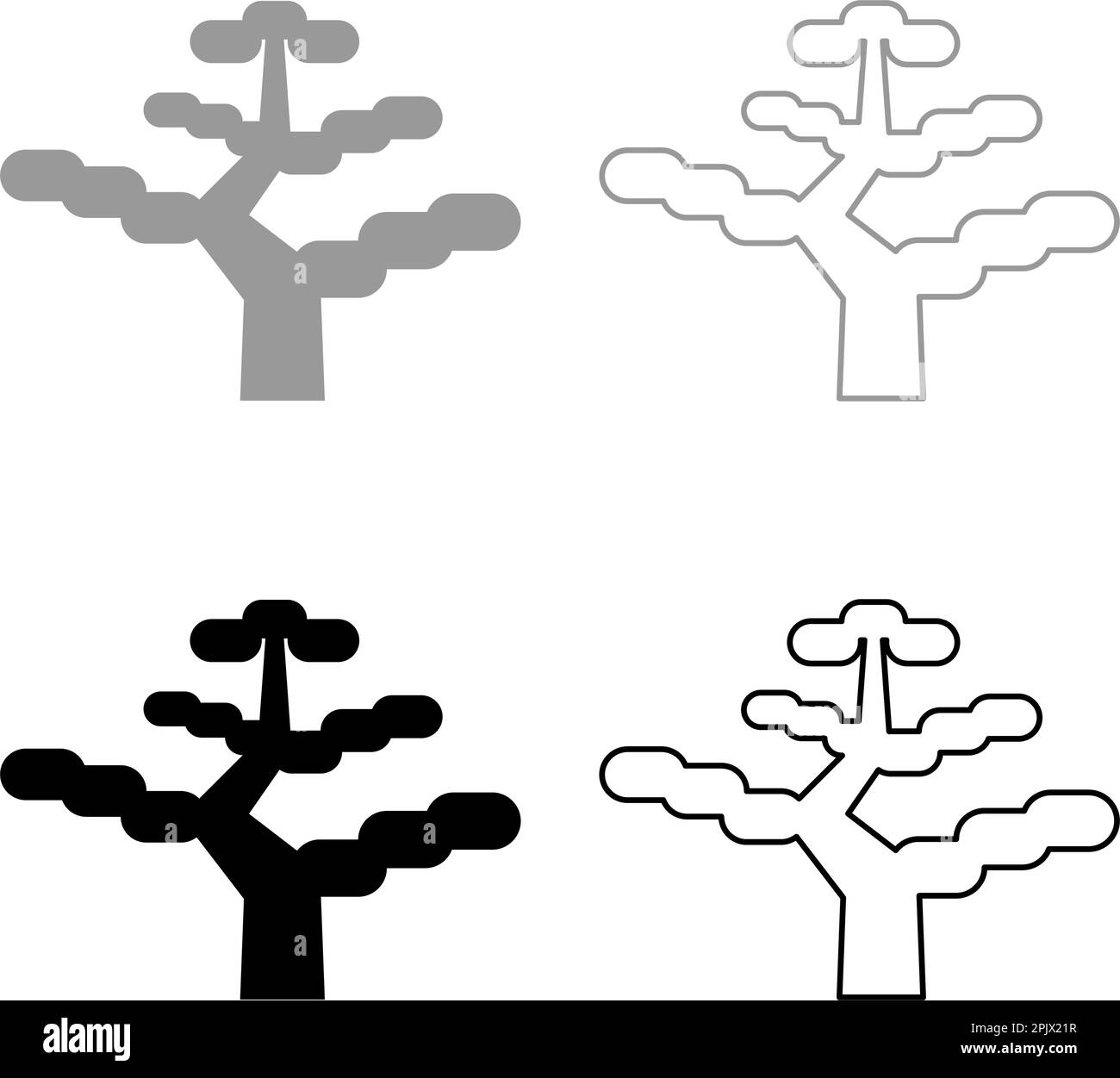 Bonsai tree japanese set icon grey black color vector illustration ...