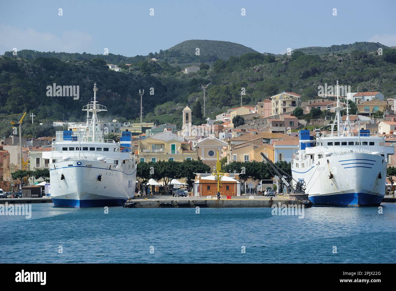 Docking at the island of Carloforte, Sardinia, Italy Stock Photo - Alamy