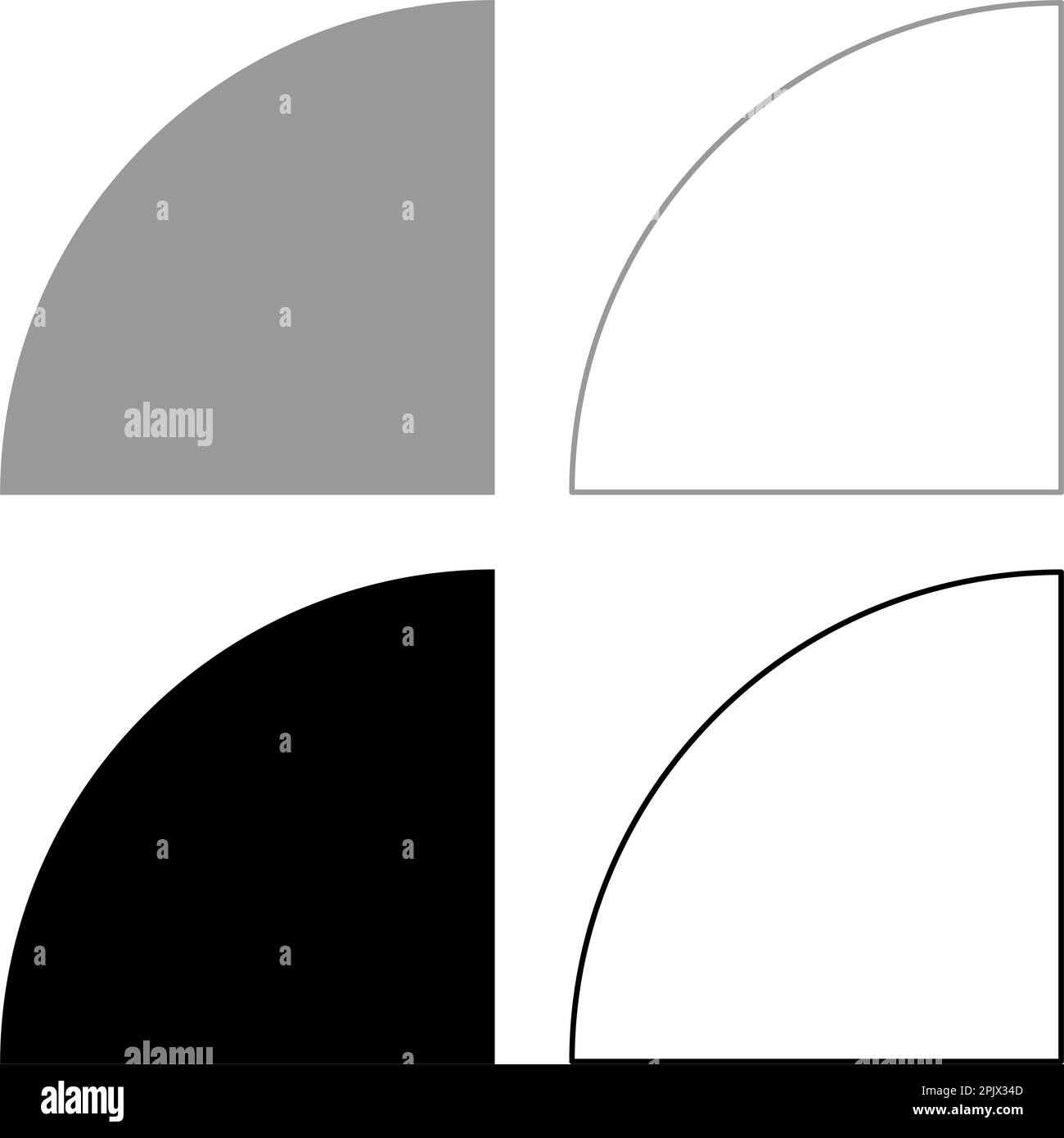 Part circle 1/4 4 four set icon grey black color vector illustration ...