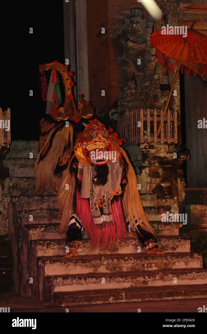 Typical dance with Barong masks at Pura Taman Ayun temple in Mengwi ...