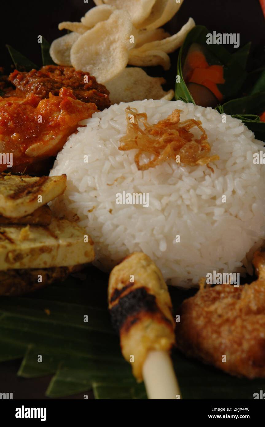 The typical dish of Balinese cuisine Nasi Champur (Mixed Rice), Ubud ...