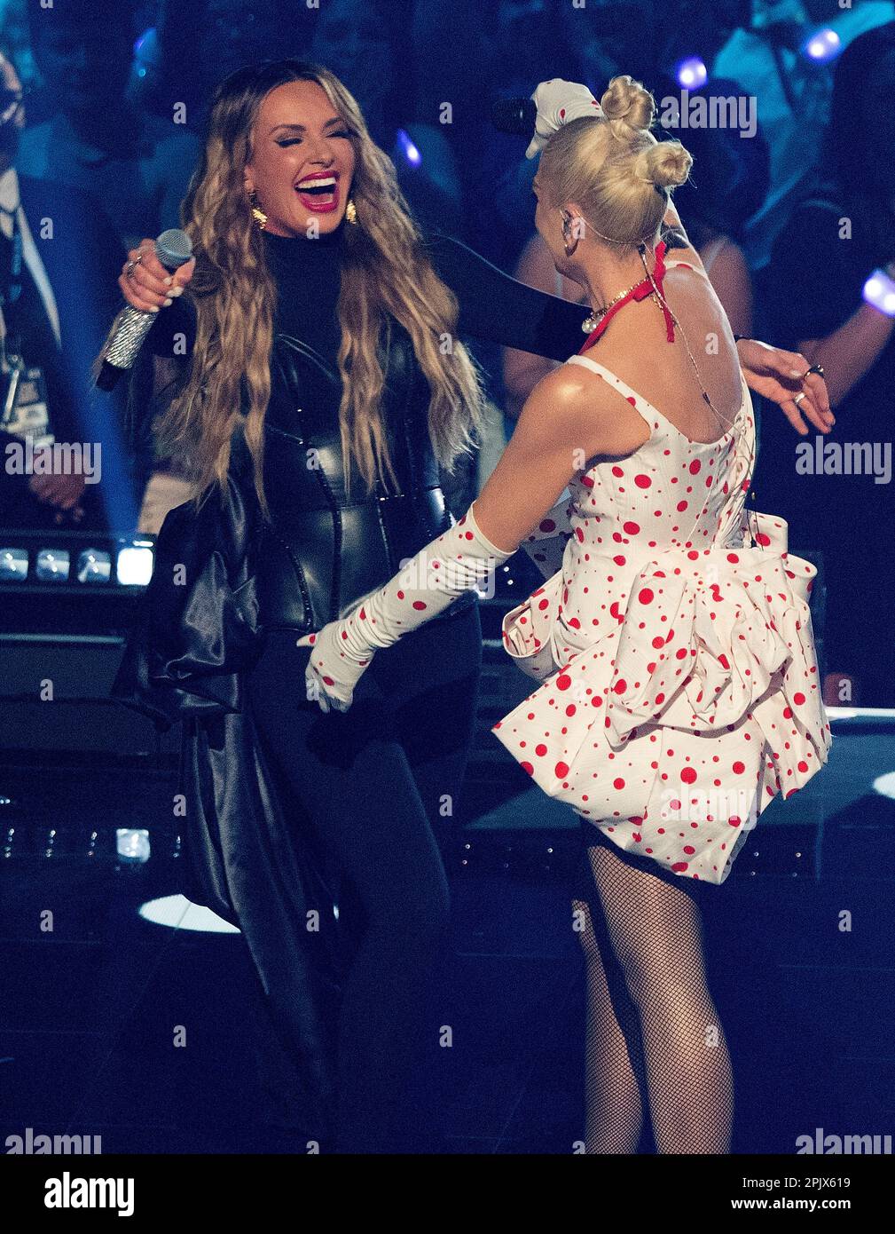 Carly Pearce, Gwen Stefani perform during the 2023 CMT Music Awards at ...