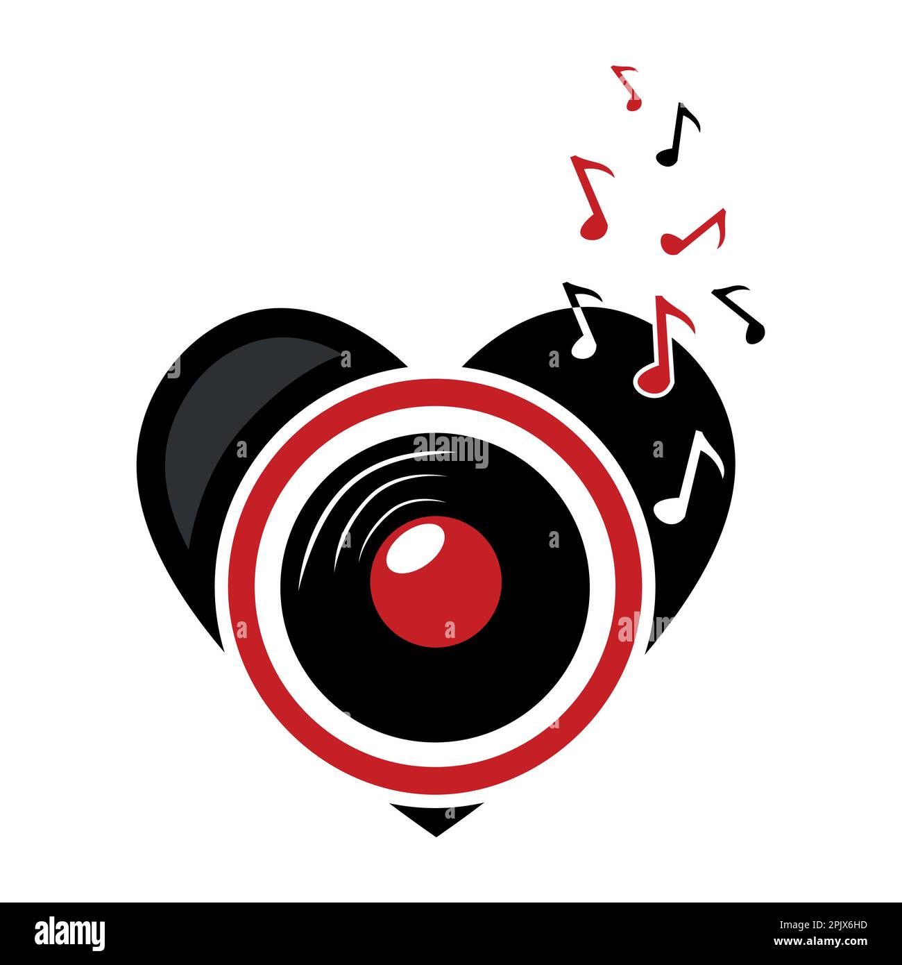 Music love icon Heart and playing speaker icon Stock Vector Image & Art ...