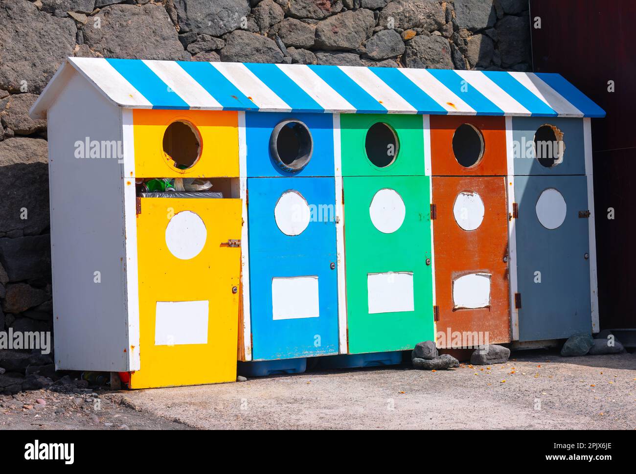 Colorful dumpsters . Selective garbage collection Stock Photo - Alamy