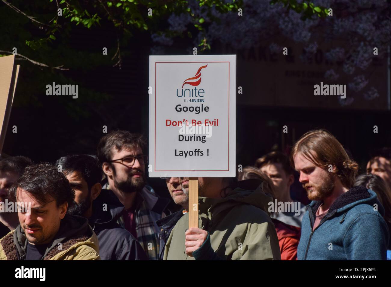 London, UK. 4th April 2023. Google workers gathered for a protest ...