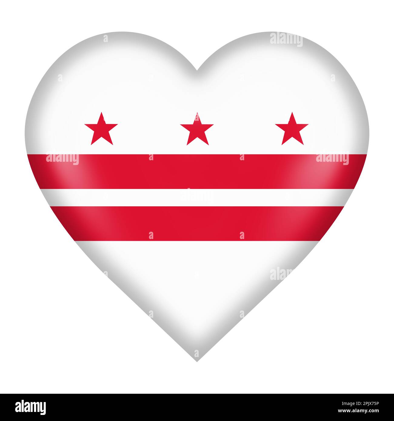 Washington DC flag heart button with clipping path 3d illustration ...